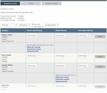Getting started with the disciplinary record | myhrtoolkit HR system