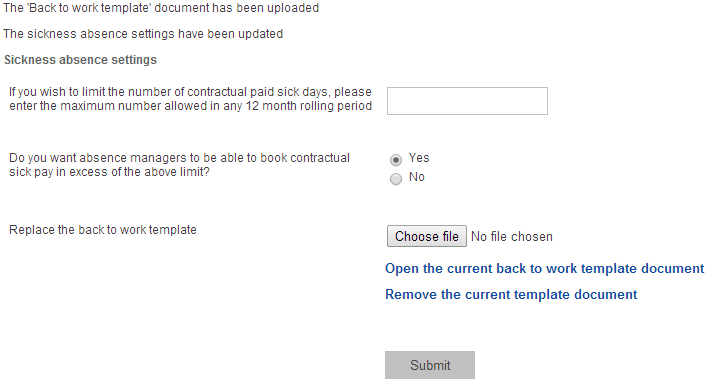 Sickness absence settings on myhrtoolkit | absence management guide