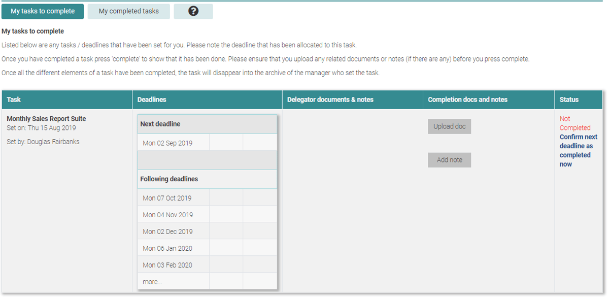 How to use task management in myhrtoolkit as a User