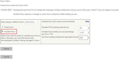 Variable hours employees in myhrtoolkit | HR software providers
